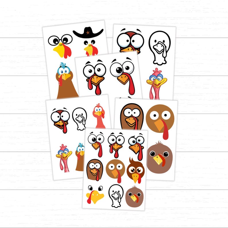 Printable Turkey Faces for Crafts, Thanksgiving Turkey Craft Templates ...