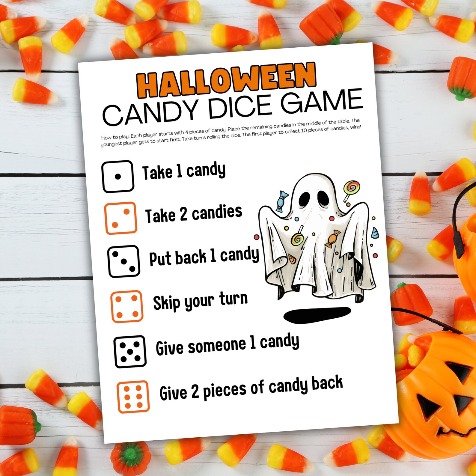 Halloween Candy Dice Game, Halloween Party Game for Kids, Classroom ...
