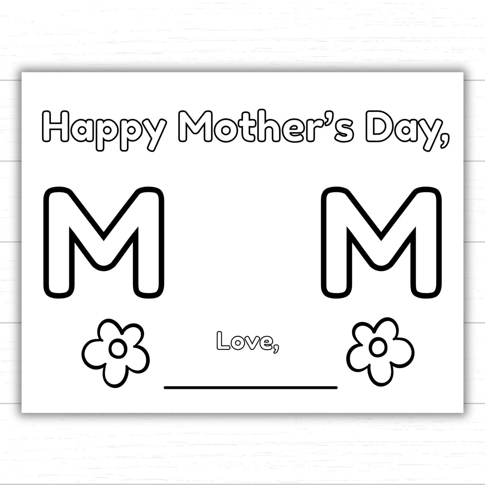 Mother's Day Handprint Art, Printable Coloring Page, Card to Color ...