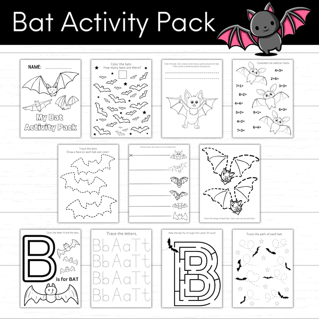 Bat Activity Pack Printable, Bat Worksheets, Bat Unit, Bat Learning Set ...
