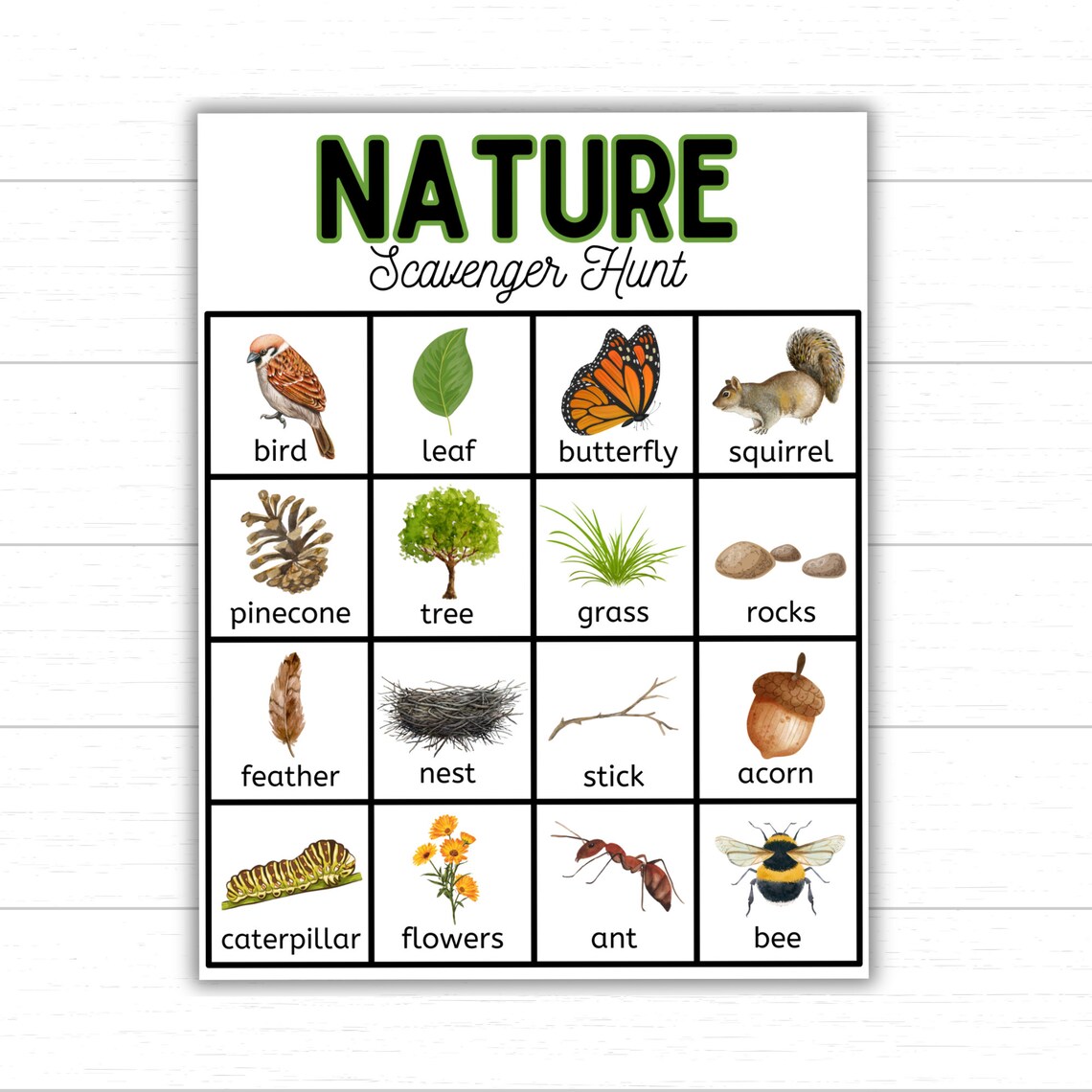 Nature Scavenger Hunt Printable, Kids Outdoor Activity, Educational ...