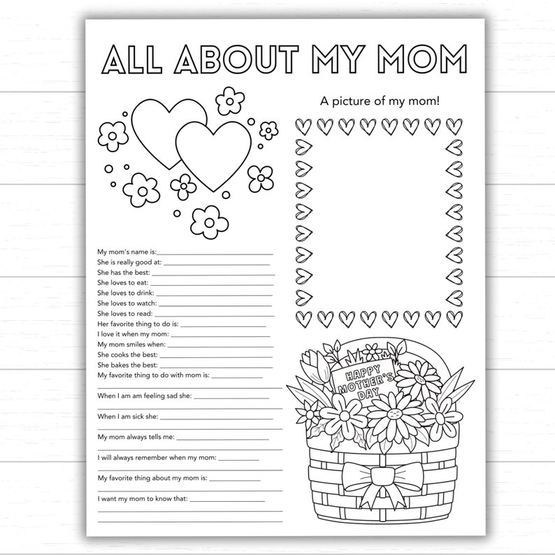 All About My Mom Activity, Mother's Day Activity, Printable Mother's ...