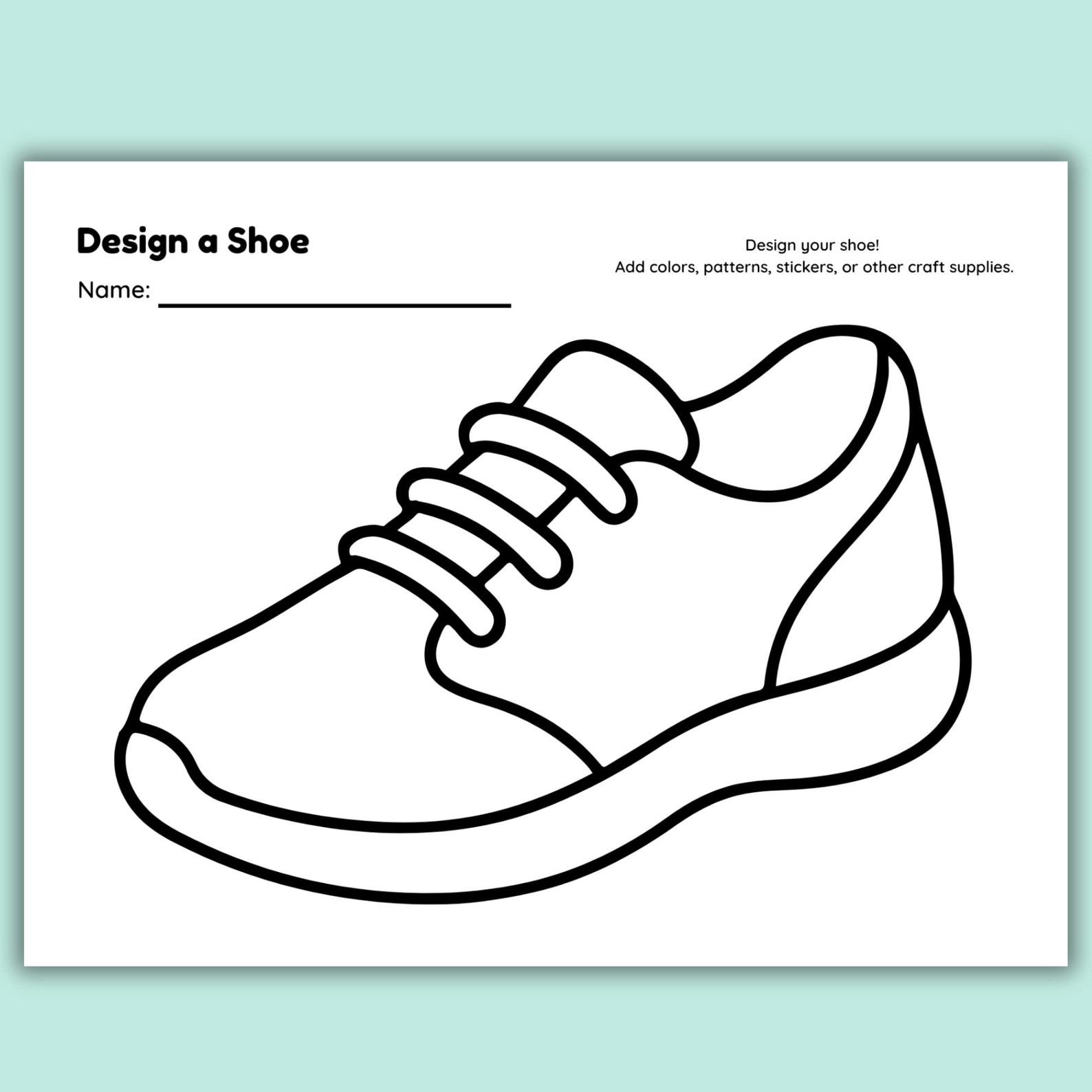 Design a Shoe Printable Pack, Sneaker, Cleat, High Top, High Heel ...