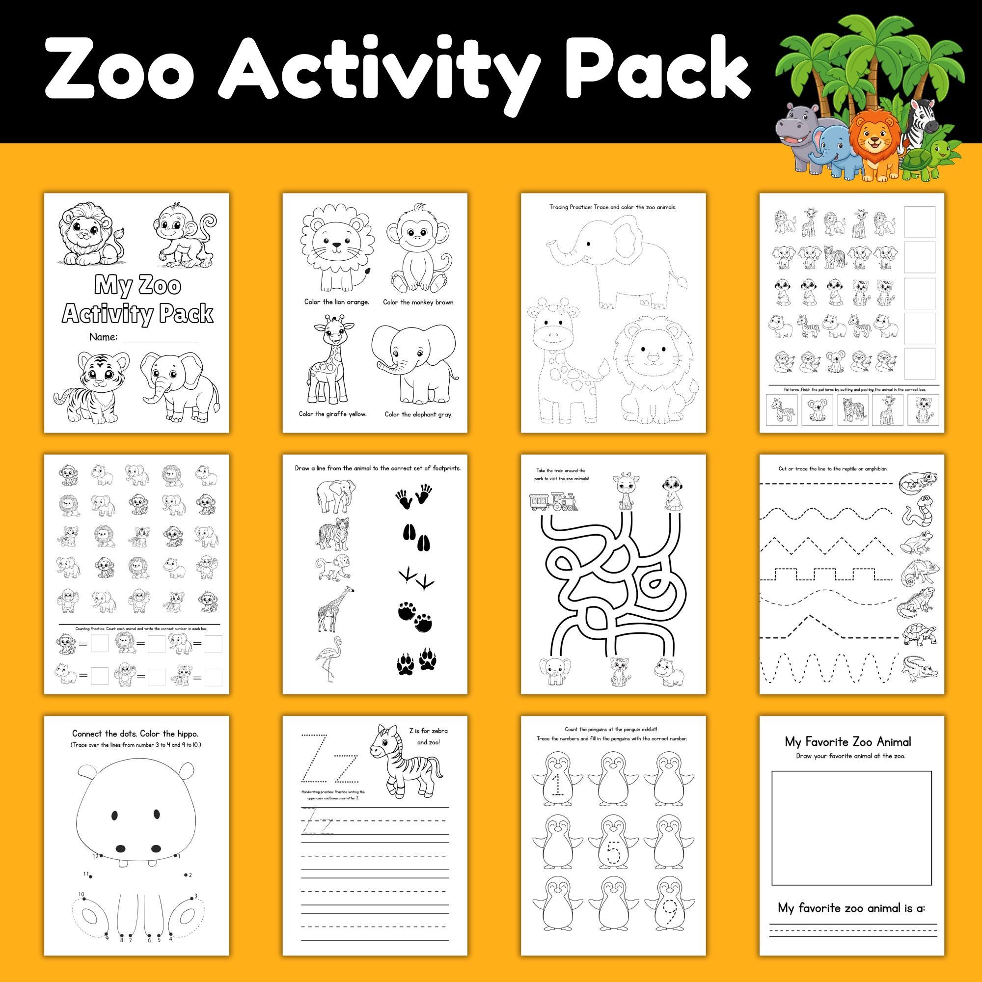 Zoo Activity Pack Printable for Preschool and Kindergarten, Printable ...