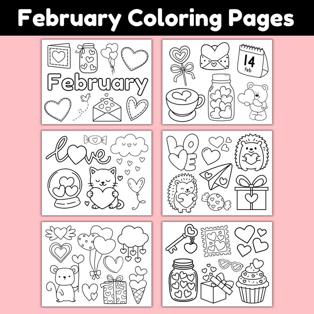 February Coloring Pages Printable Pack for Kids | Valentine’s Day ...