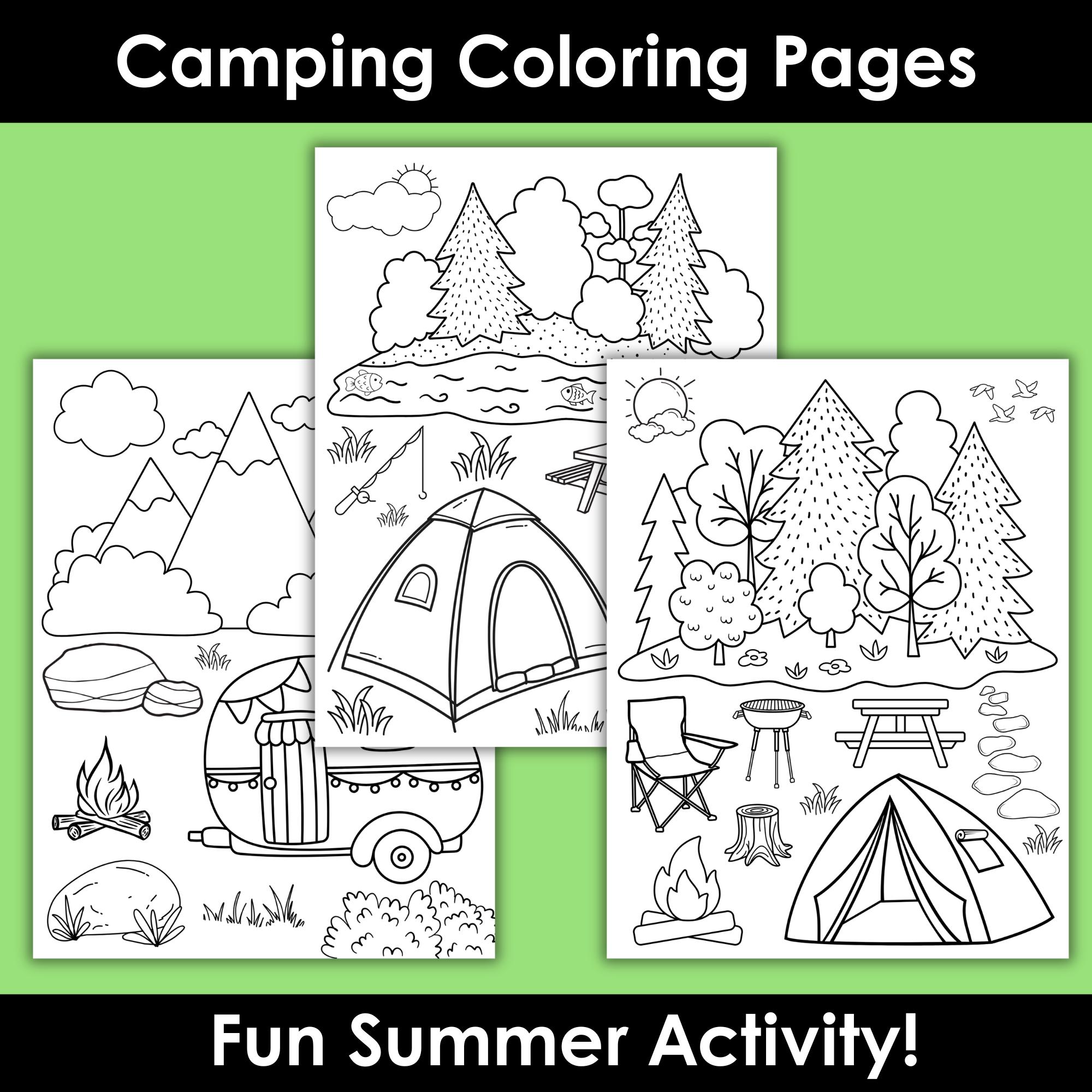 Camp Activity Coloring Pages for Kids Printable | Camping Coloring ...