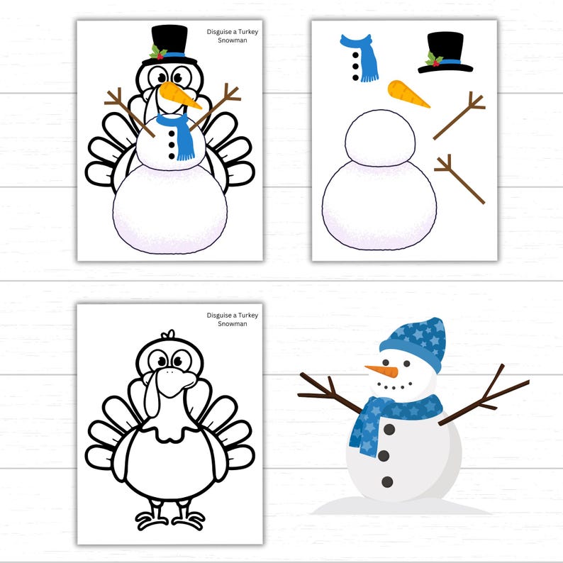Snowman Disguise a Turkey Set – Printable Thanksgiving Craft for Kids ...