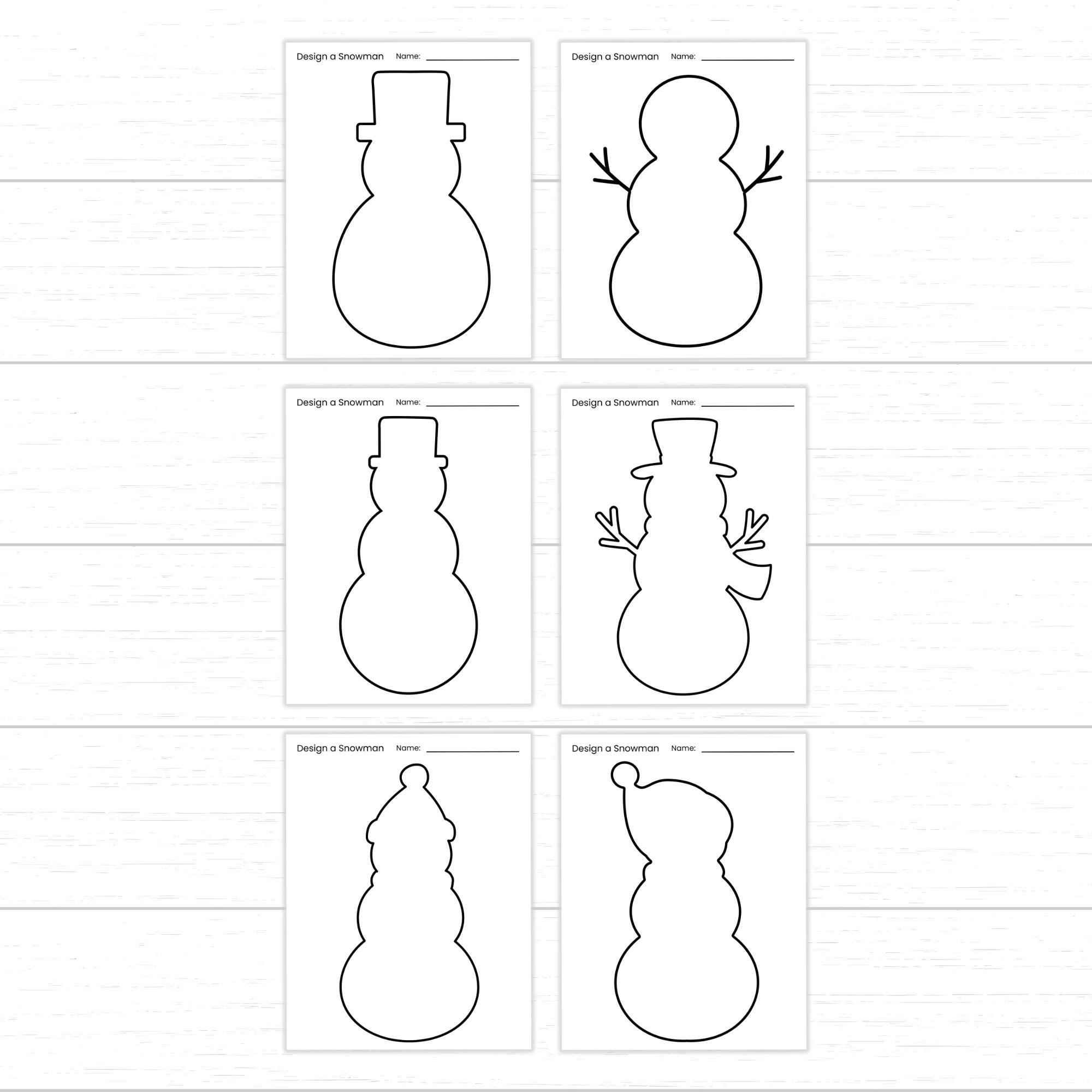 Design a Snowman Printable Set, Snowman Templates, Build a Snowman ...