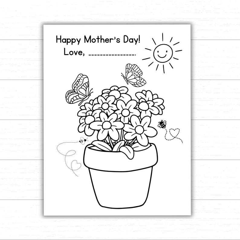 Flower Coloring Pages Printable PDF | Mother’s Day Card & Teacher ...