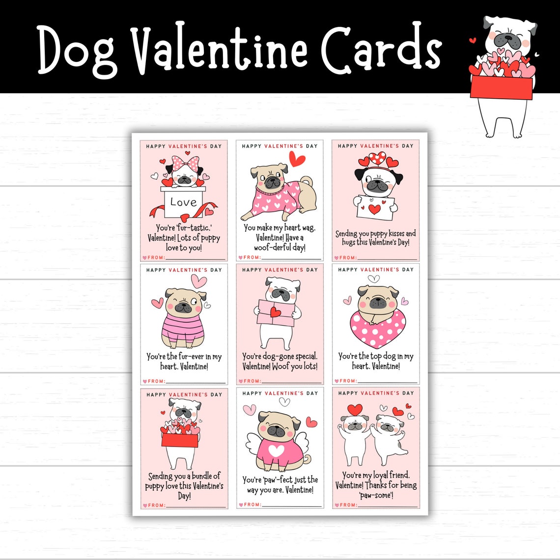 Dog Valentine's Day Cards, Printable Valentine's Day Cards, Dog ...