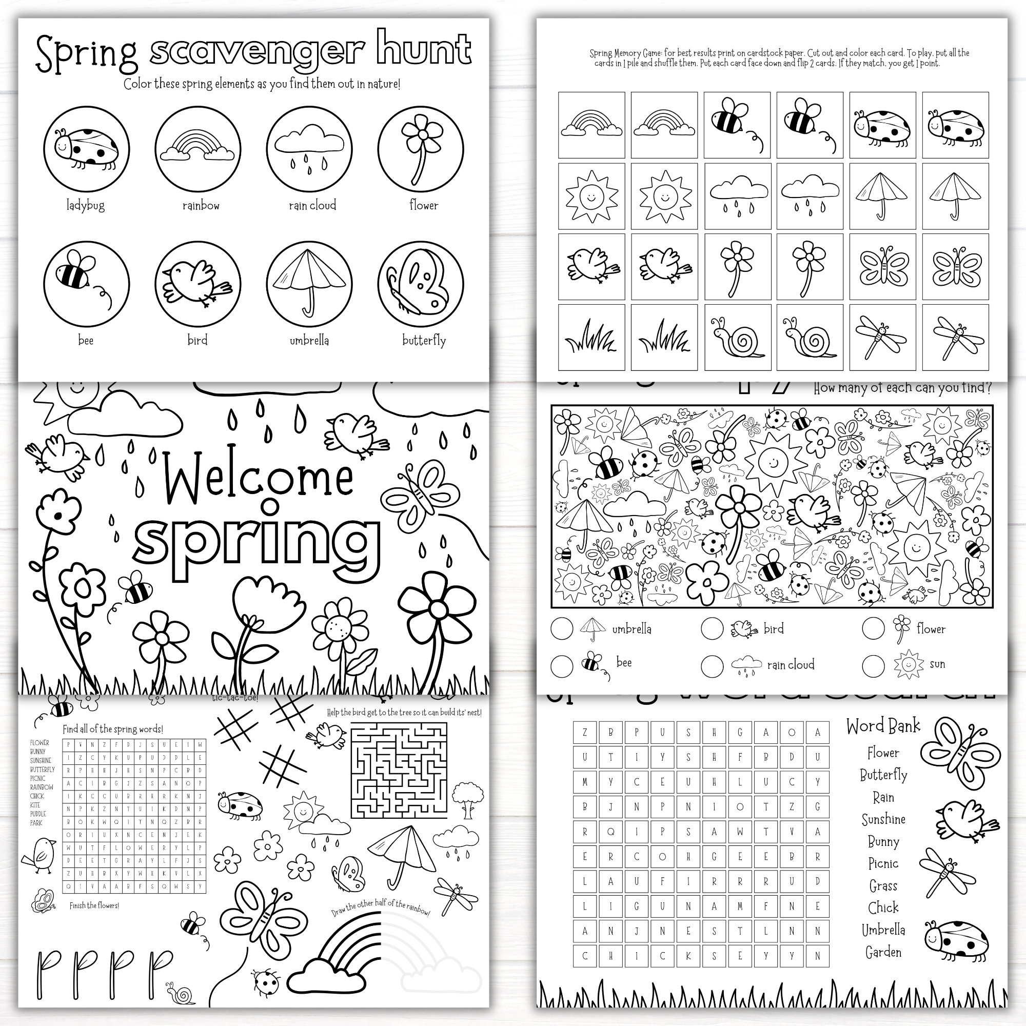 Spring Placemat Activity Pack, Printable Spring Activities for Kids ...