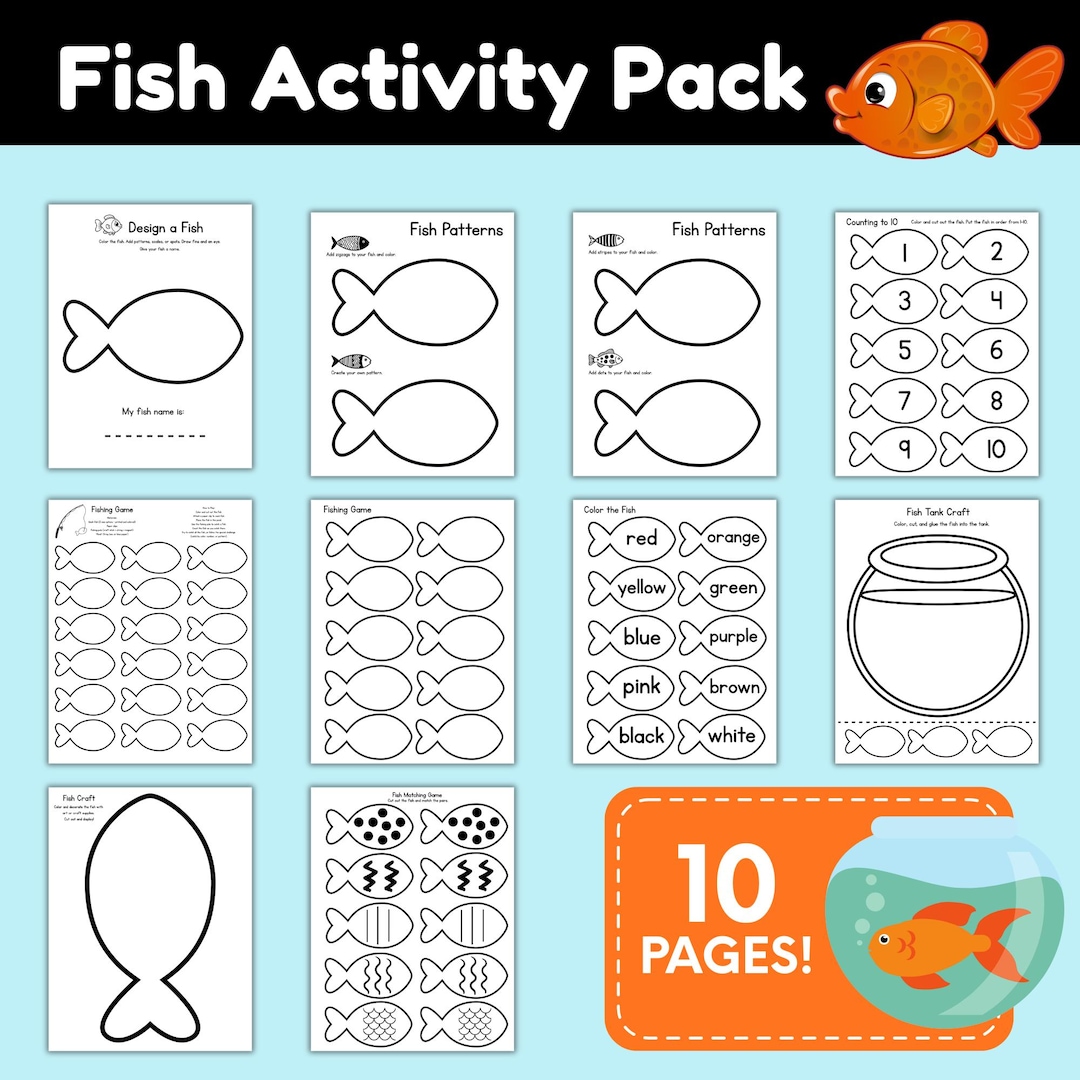 Fish Activity Pack for Preschool & Kindergarten – 10 Page Ocean ...