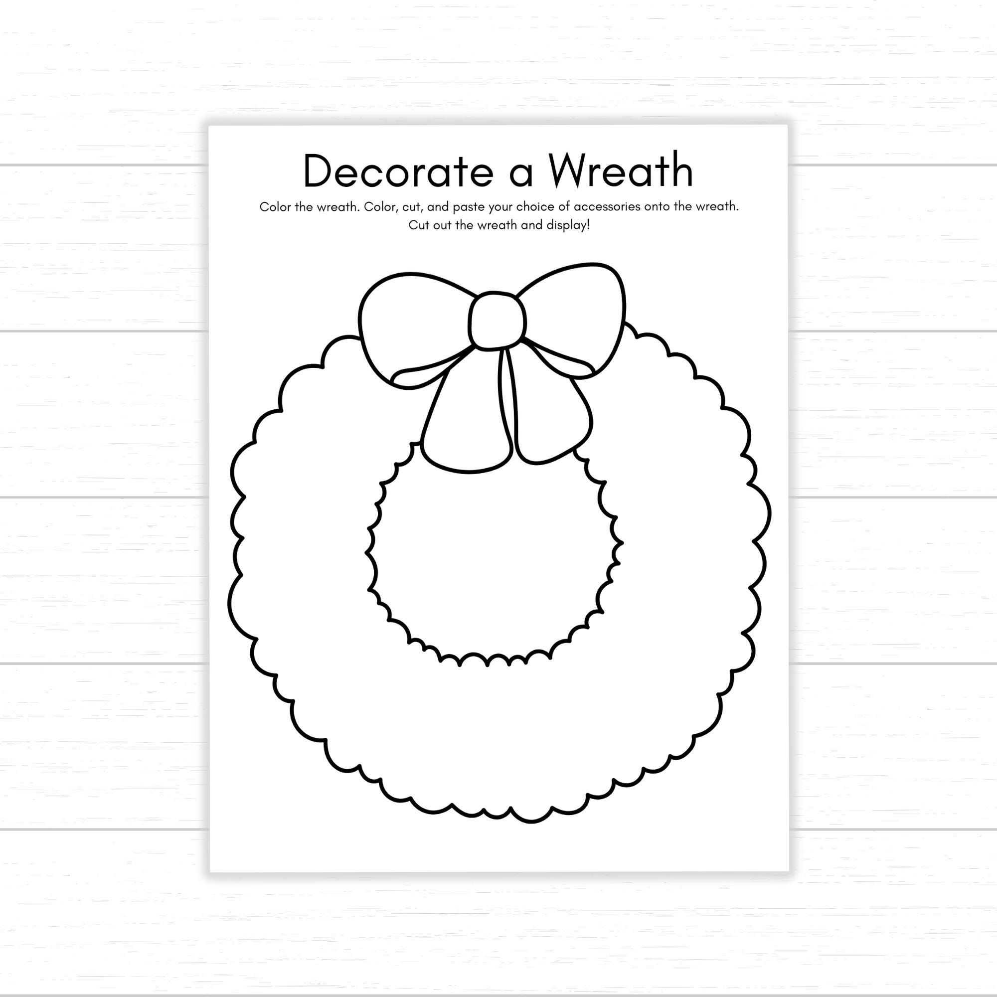 Build a Wreath Printable Christmas Activity for Kids | Decorate a ...