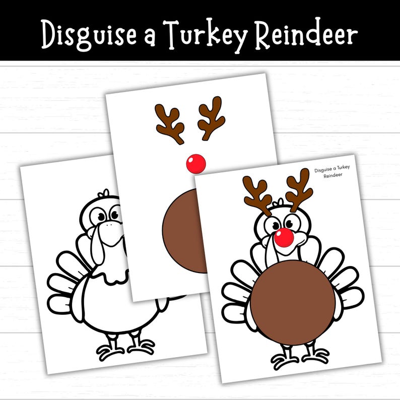 Disguise a Turkey Reindeer Printable – Fun Thanksgiving Craft for Kids ...