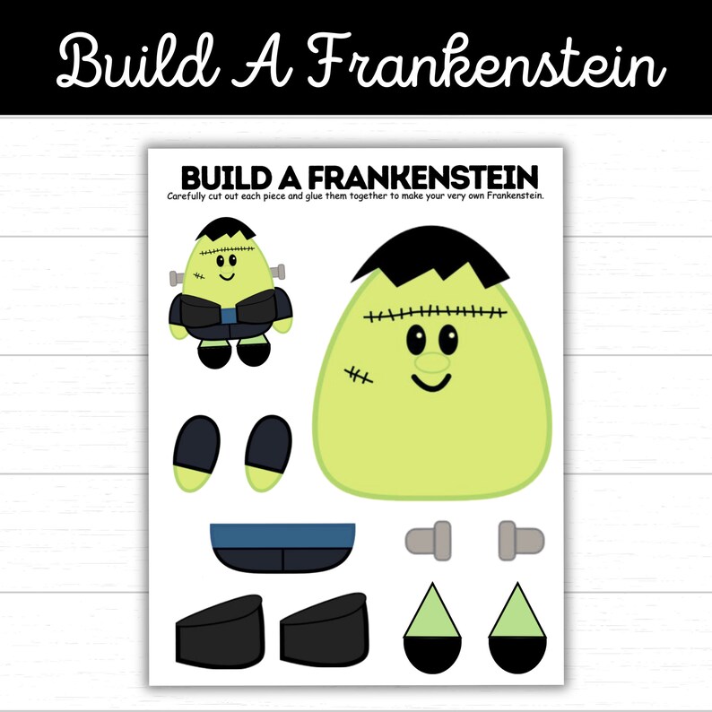 Build A Bat, Build A Zombie, Build A Frankenstein, Printable Halloween ...
