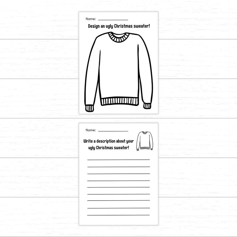 Ugly Christmas Sweater Design Printable, Kids Holiday Activity (PDF) - Etsy