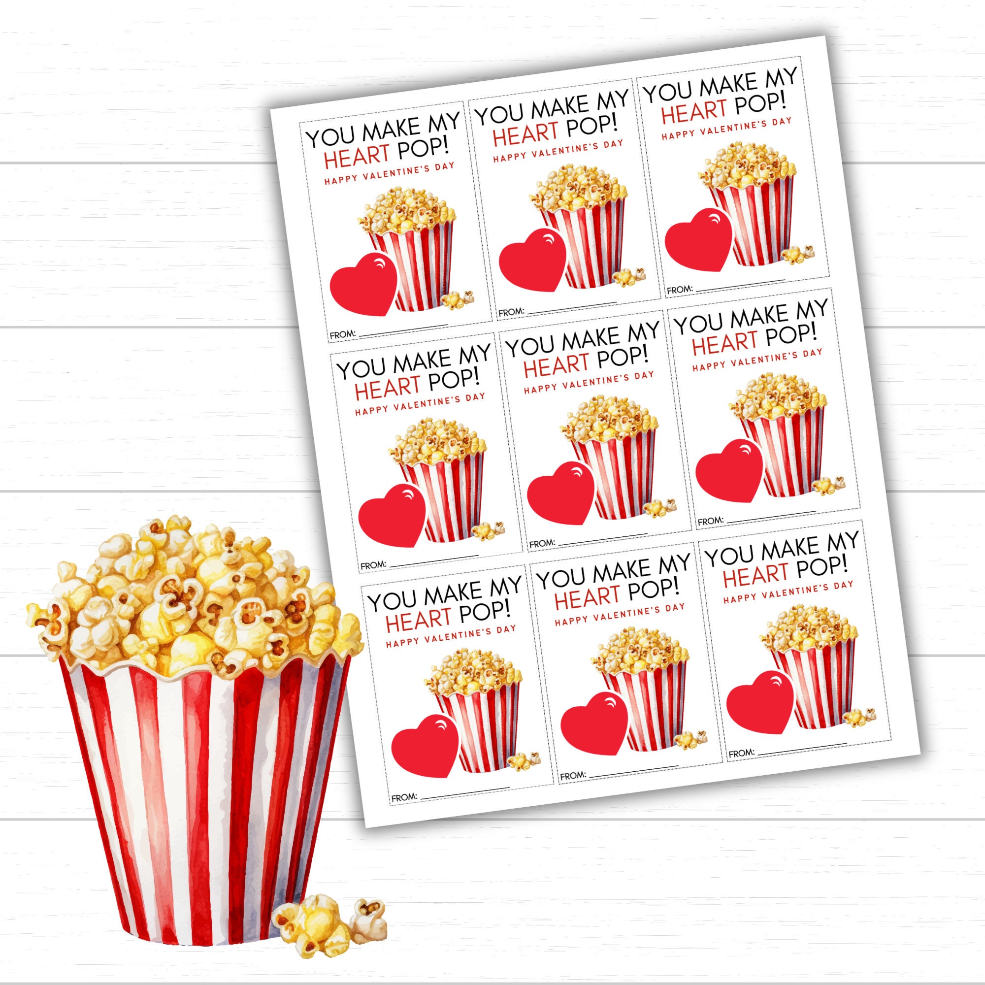 Popcorn Valentine's Day Cards, You Make My Heart Pop Valentine Cards ...