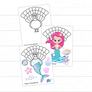 Printable Disguise a Turkey Mermaid Craft – Thanksgiving Activity for ...
