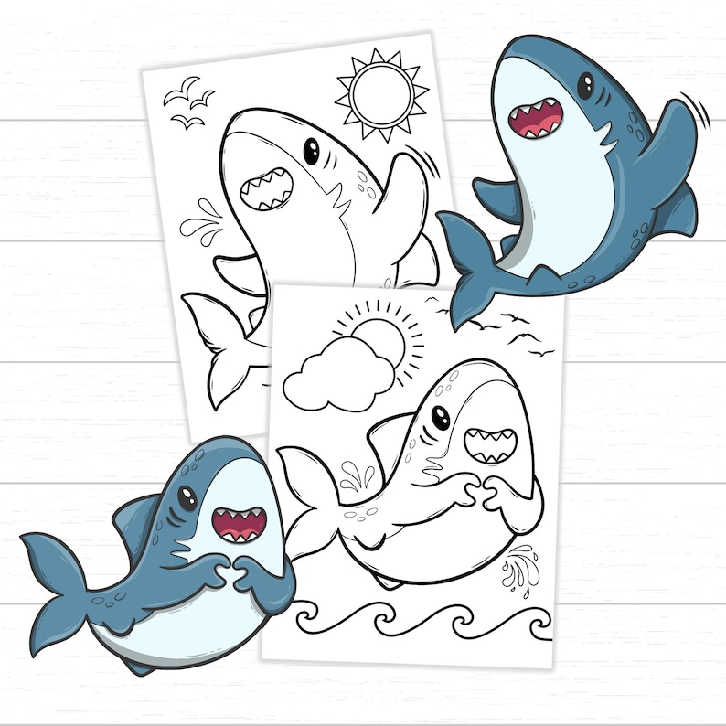 Printable Shark Coloring Pages, Summer Shark Week Printables, Ocean ...