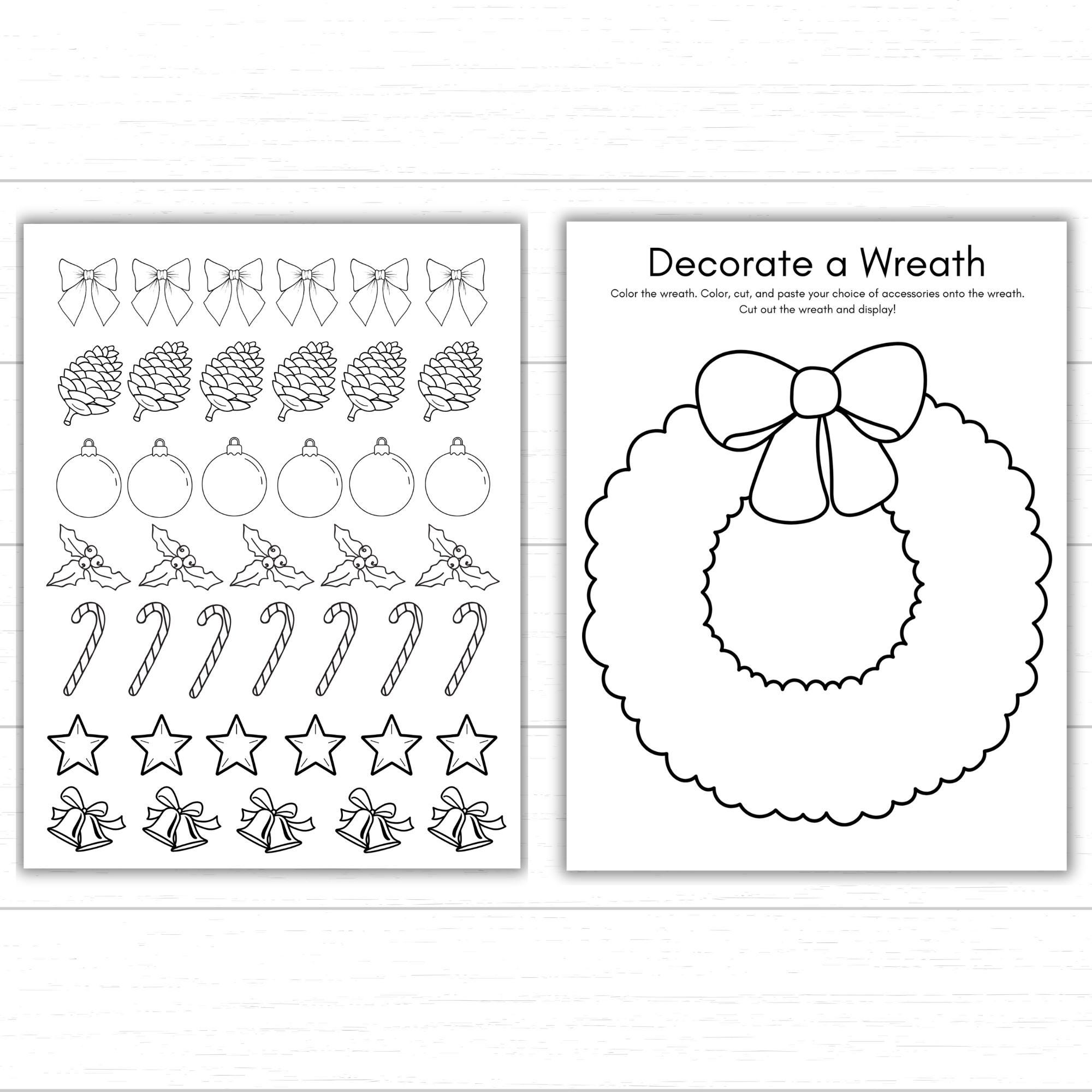 Build a Wreath Printable Christmas Activity for Kids | Decorate a ...