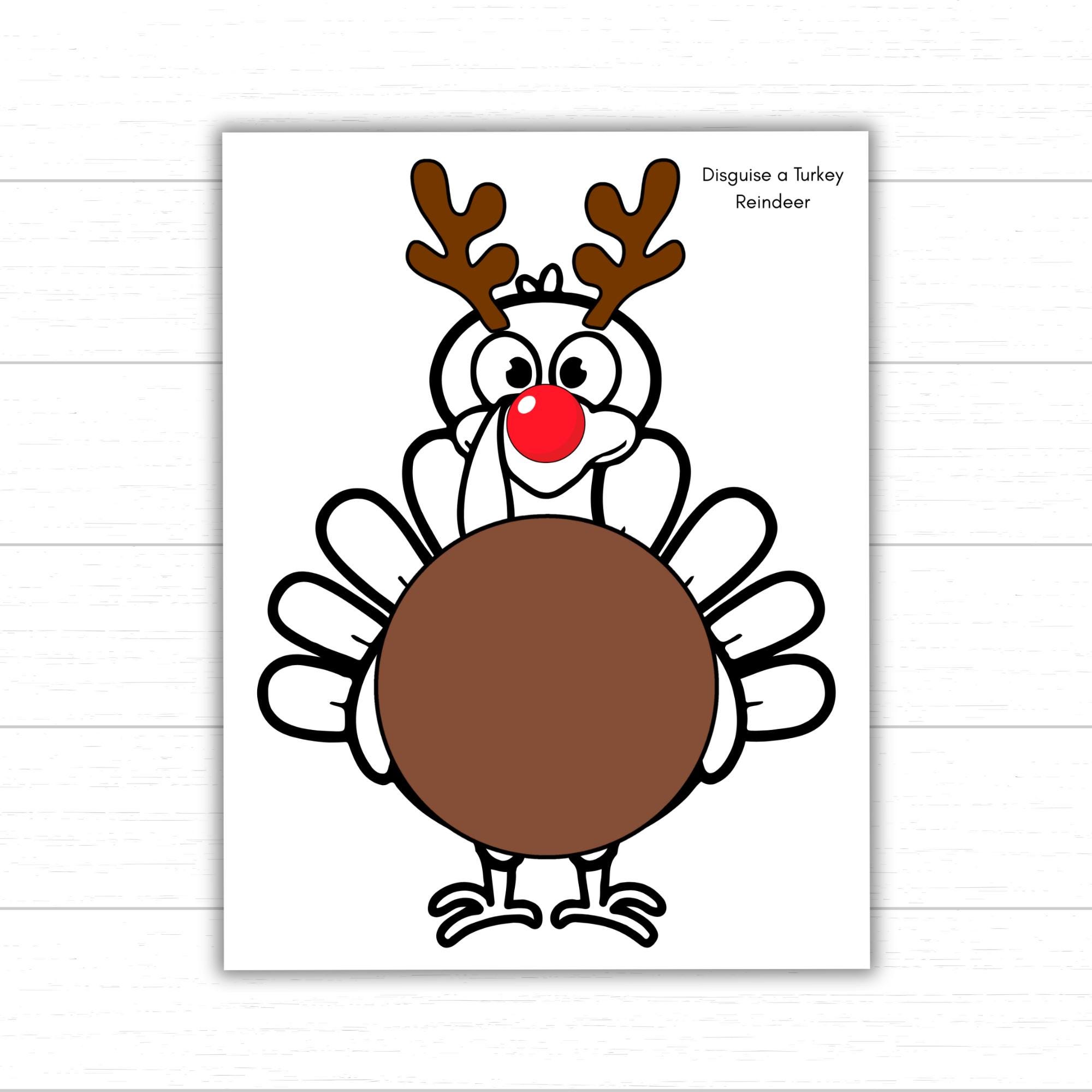 Disguise a Turkey Reindeer Printable – Fun Thanksgiving Craft for Kids ...