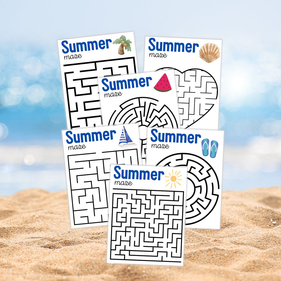 Summer Mazes for Kids, Summer Maze Printables, Summer Activity Pack for ...
