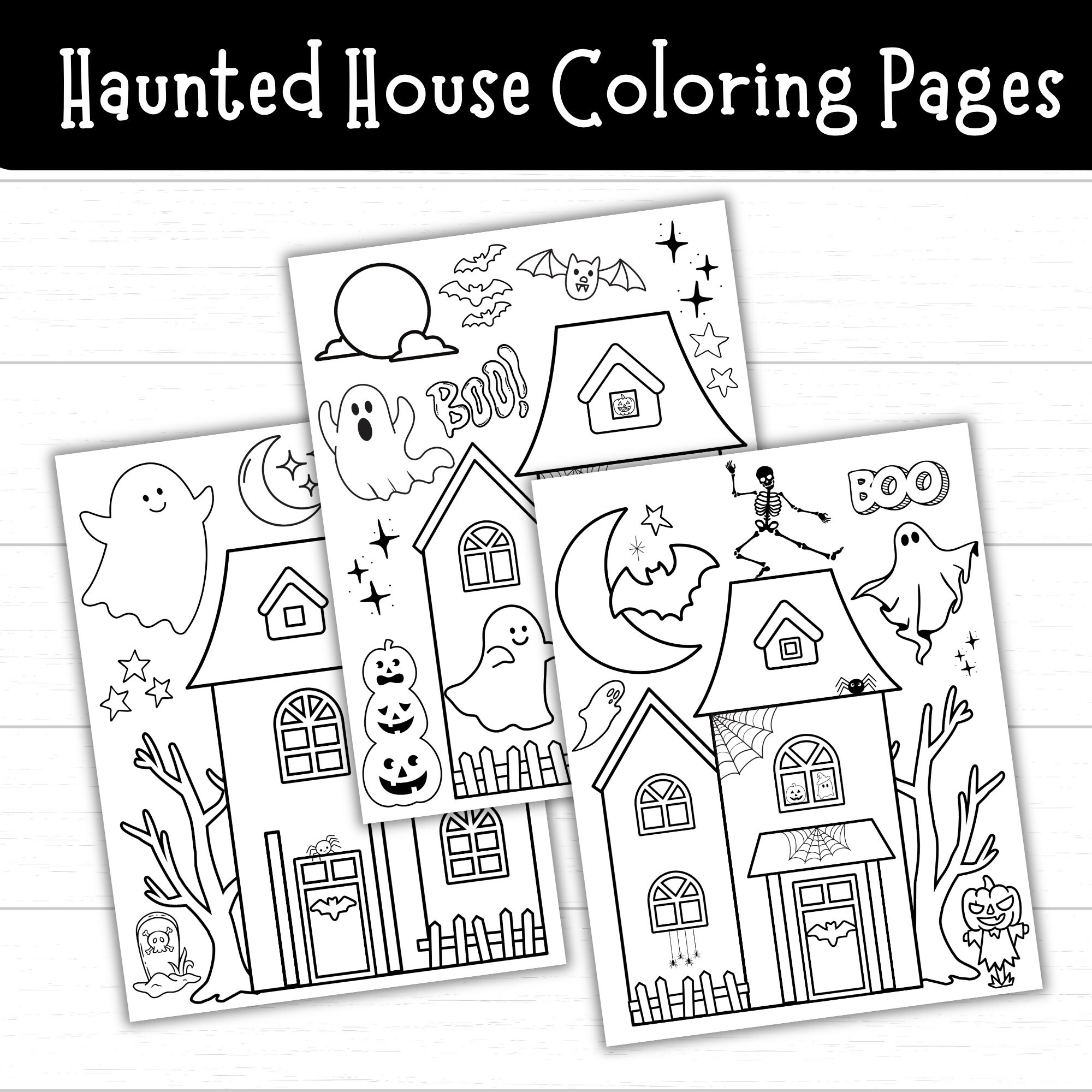Haunted House Coloring Pages, Halloween Coloring Pages, Spooky Coloring ...