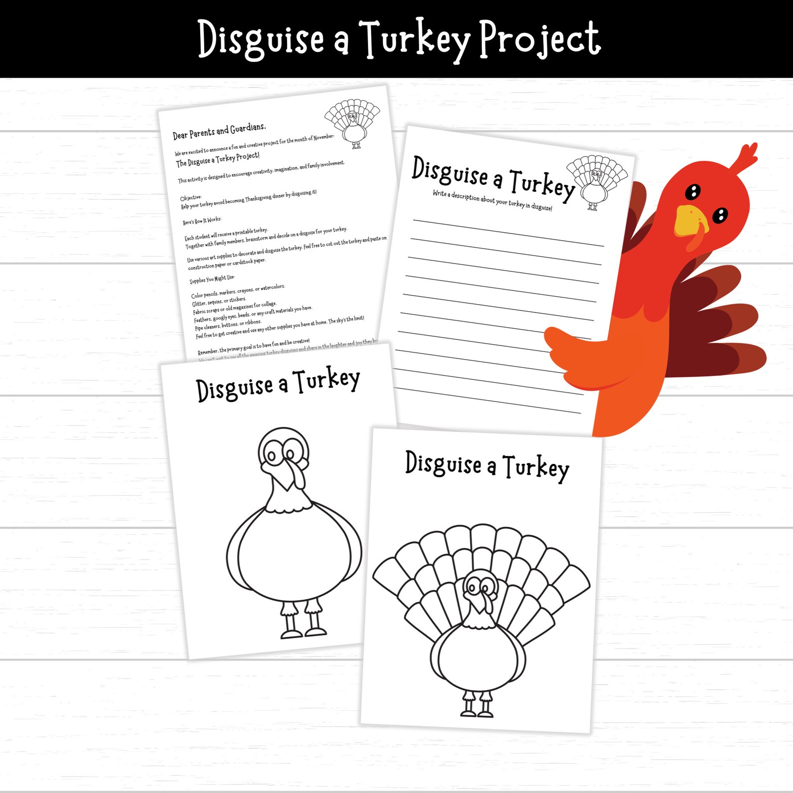 Disguise a Turkey Project, Turkey in Disguise, Printable Disguise a ...