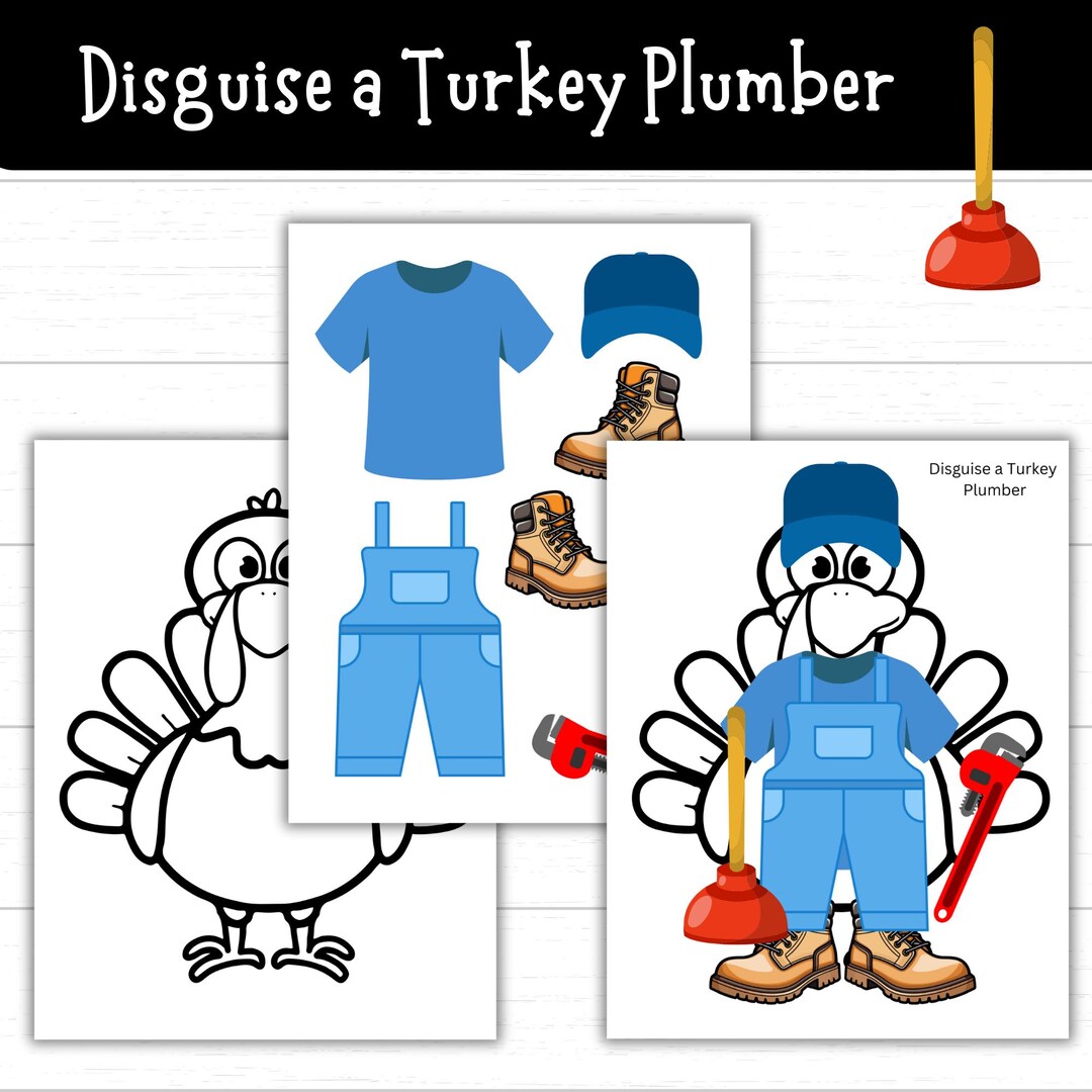 Disguise a Turkey Plumber, Plumber Turkey, Printable Outfit, Turkey ...