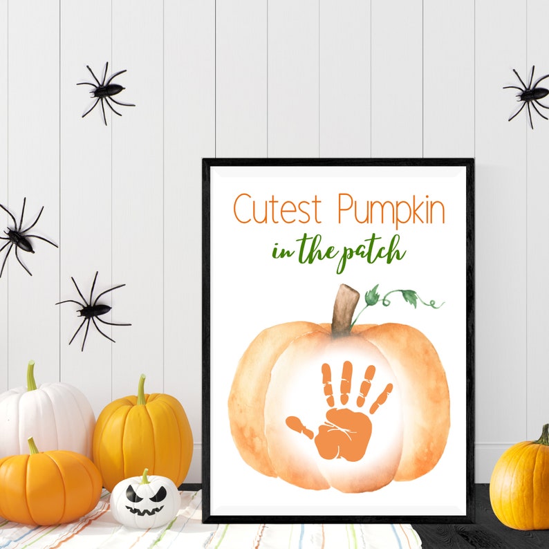 Cutest Pumpkin in the Patch Handprint Art, Pumpkin Handprint Art, Fall ...