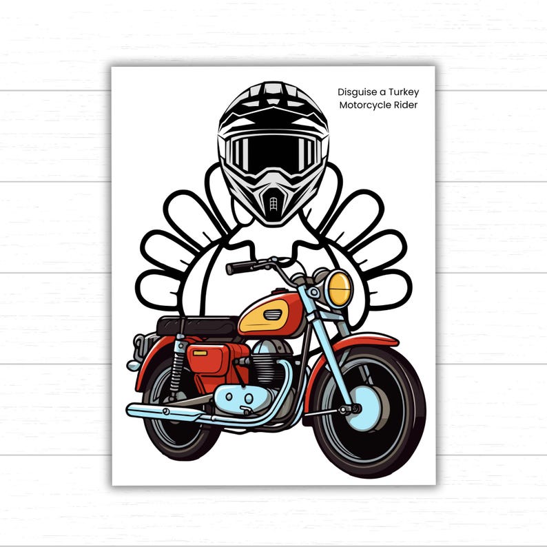 Disguise a Turkey Motorcycle Rider, Motorcycle Turkey, Printable Outfit ...