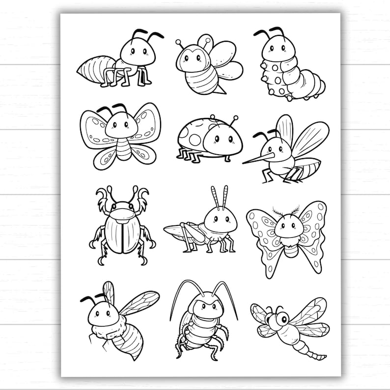Insect Coloring Page Printable, Bug Coloring Sheet, Nature Activity ...