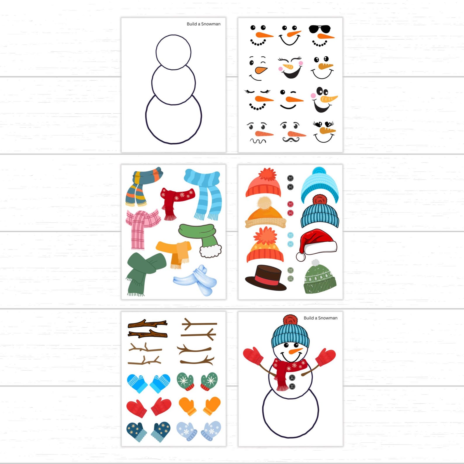 Build a Snowman Printable, Snowman Cut and Paste Printable, Printable ...