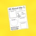 All About Me Activity | Back to School | Personalized Learning Activity ...