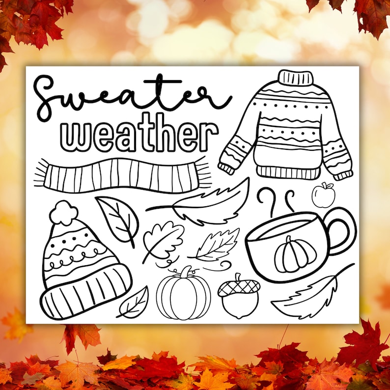 Fall Placemat Activity Printable, Fall Placemats, Fall Activities for ...