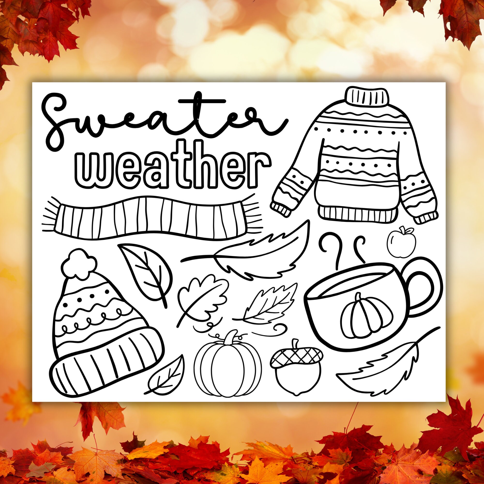 Fall Placemat Activity Printable, Fall Placemats, Fall Activities for ...