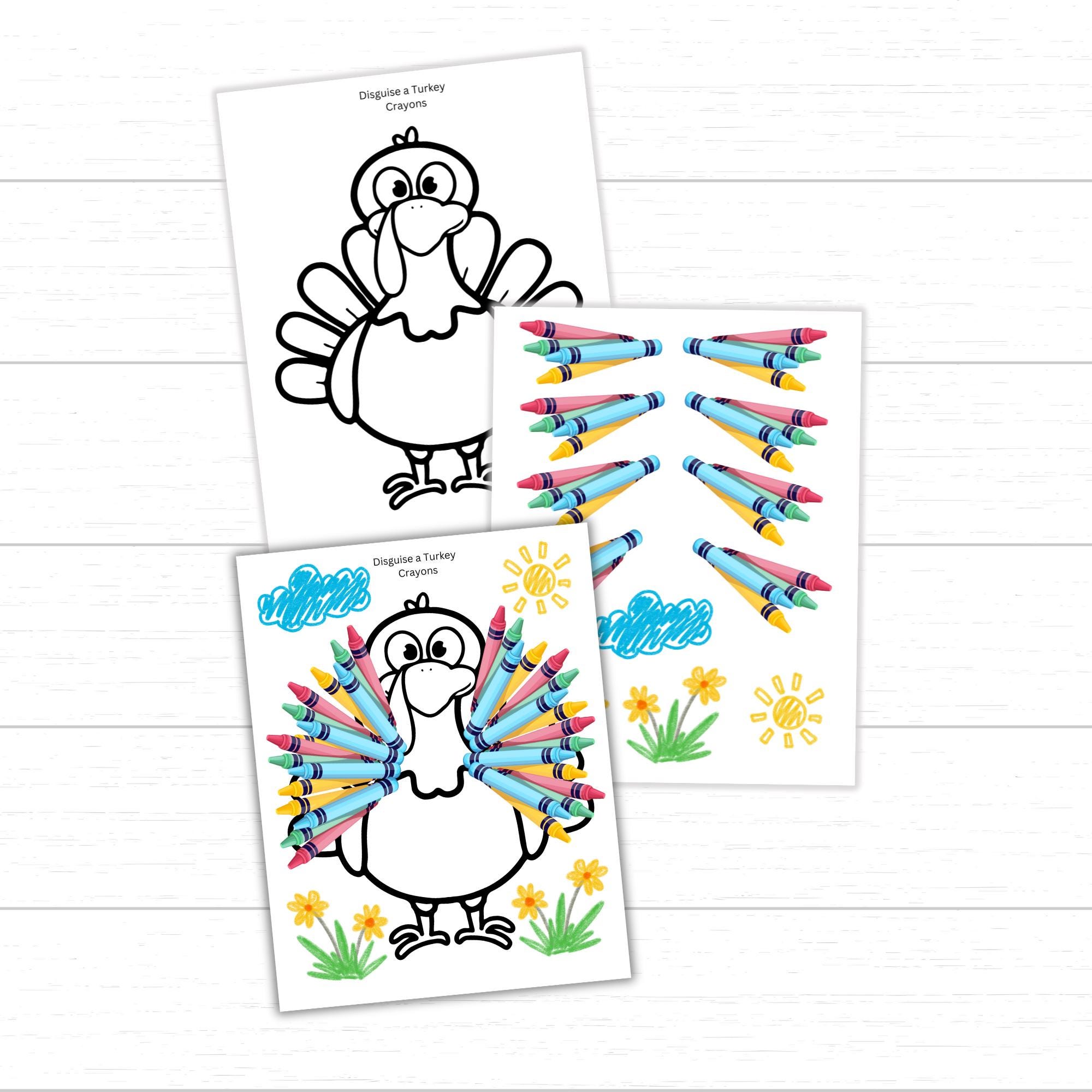 Printable Crayon Disguise a Turkey Craft, Art Themed Turkey in Disguise ...