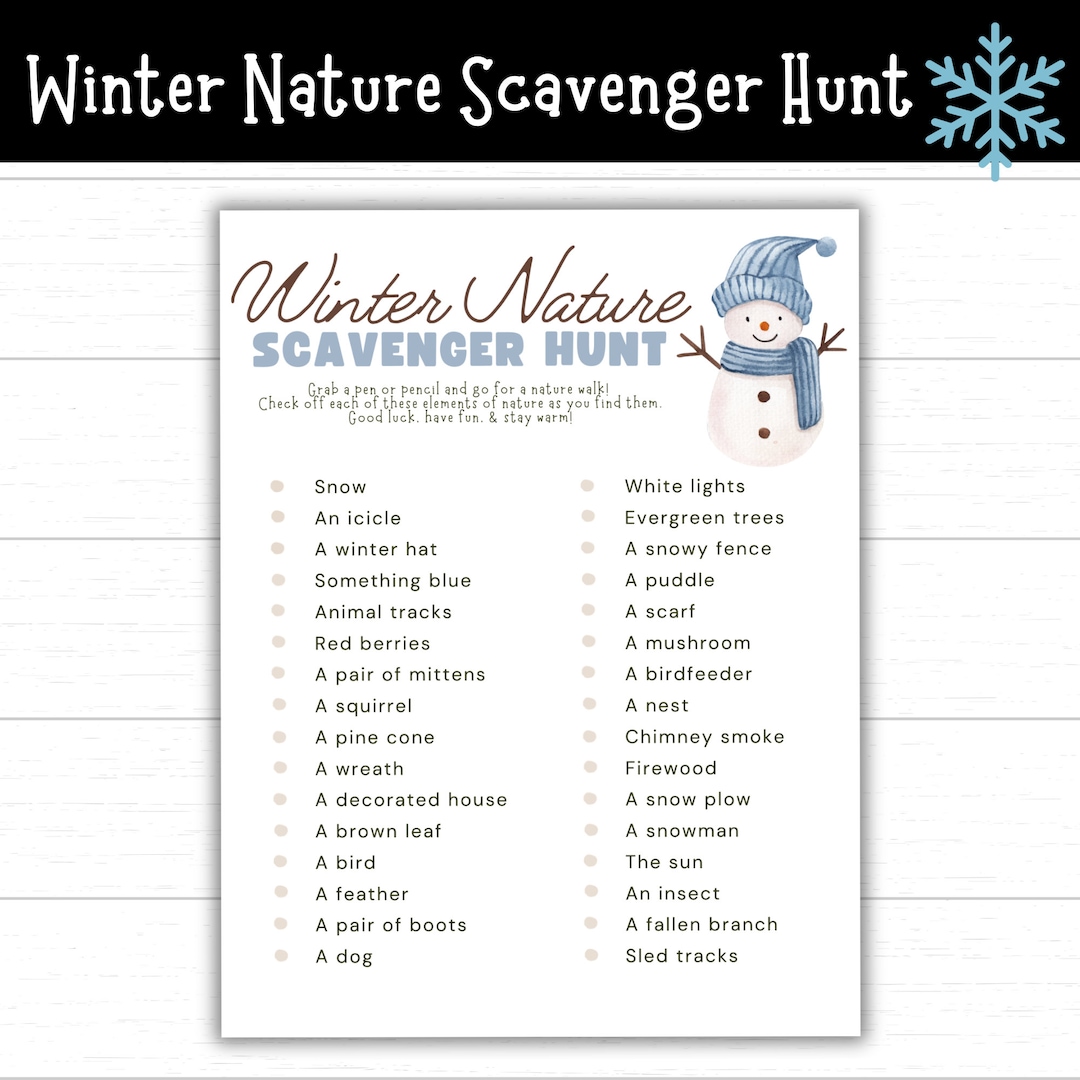 Outdoor Winter Scavenger Hunt, Winter Seek and Find Printables, Winter ...