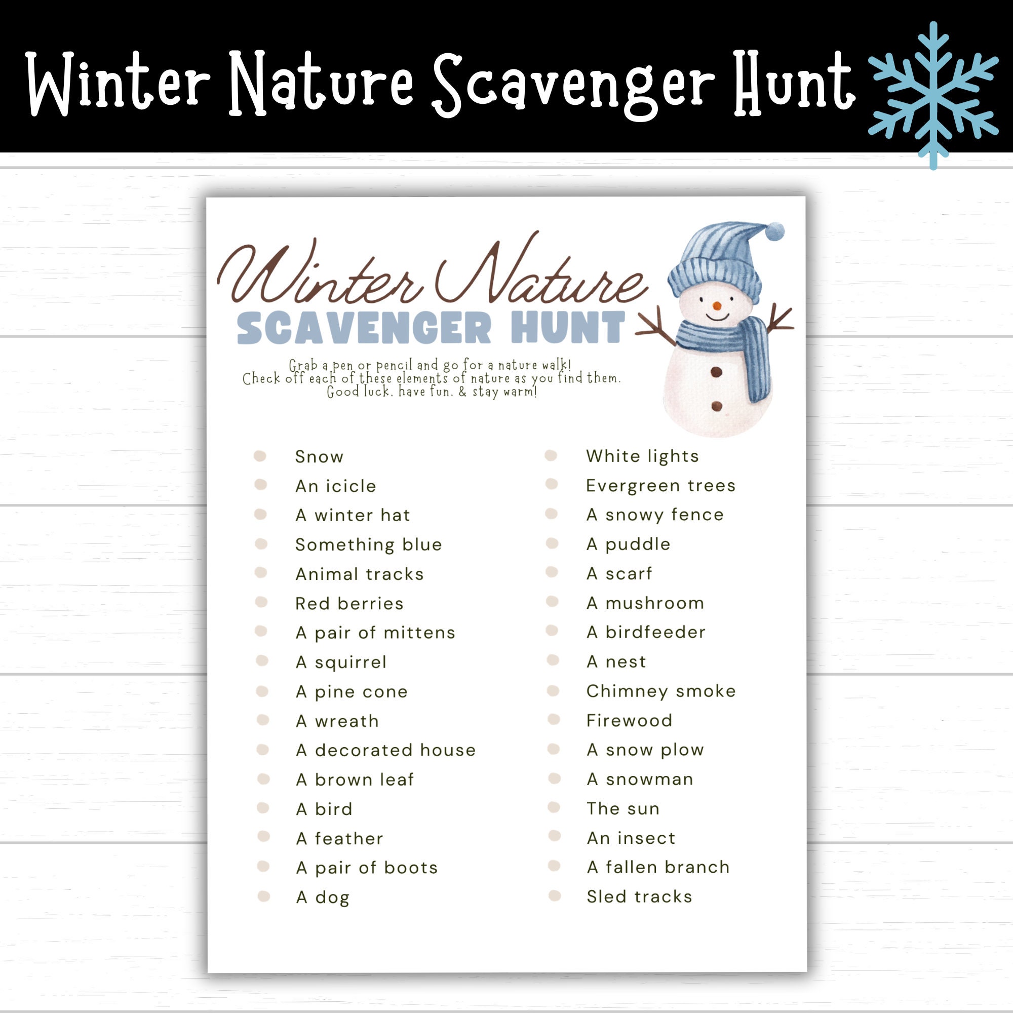 Outdoor Winter Scavenger Hunt, Winter Seek and Find Printables, Winter ...