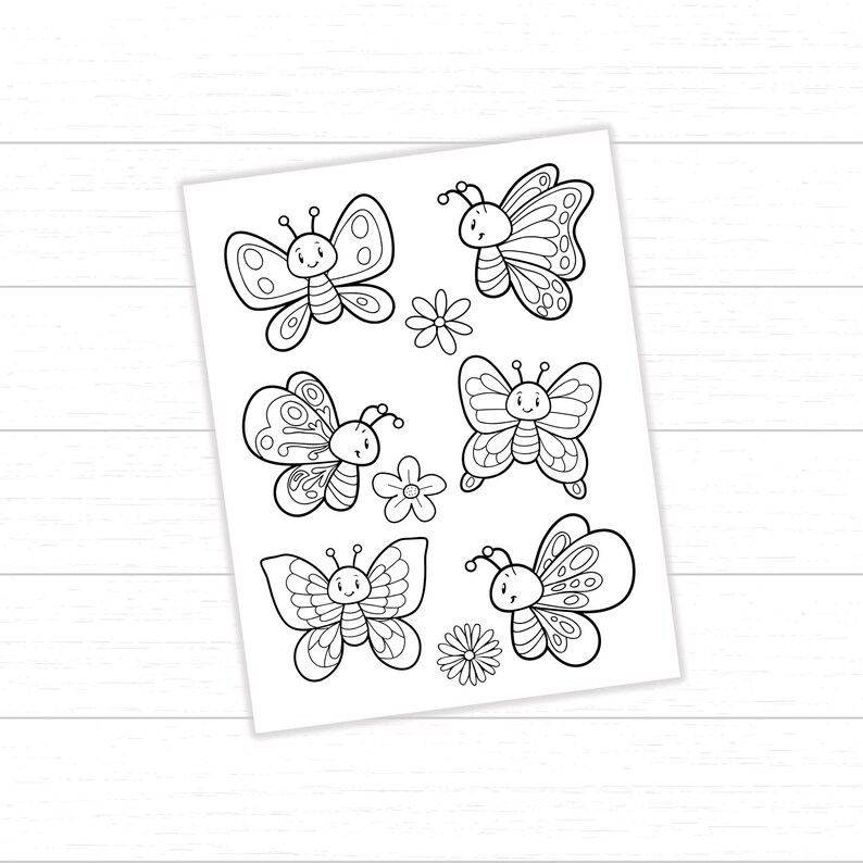 Cute Butterfly Coloring Page Printable, Spring Activity (PDF Pattern ...