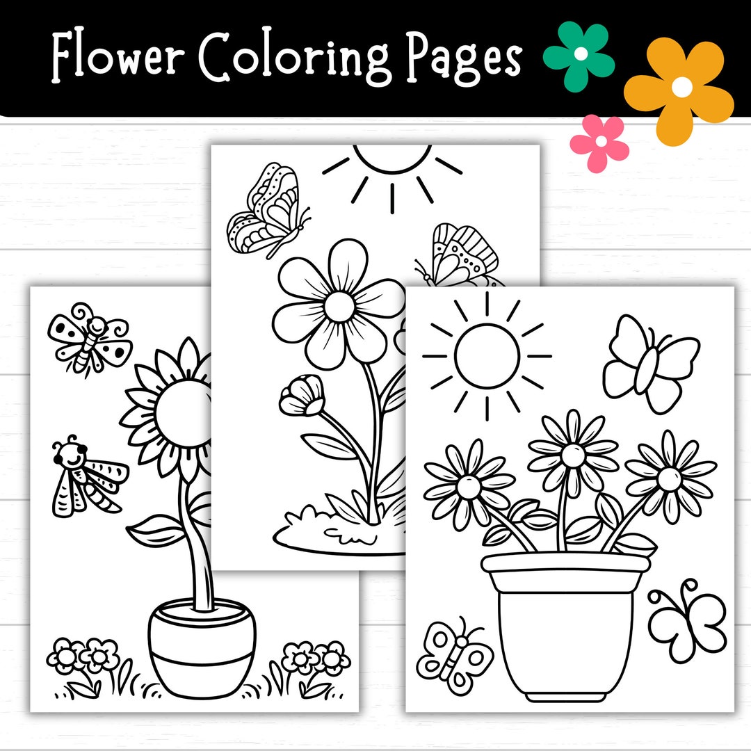 Flower Coloring Pages, Butterfly Coloring Pages, Spring Flower Coloring ...