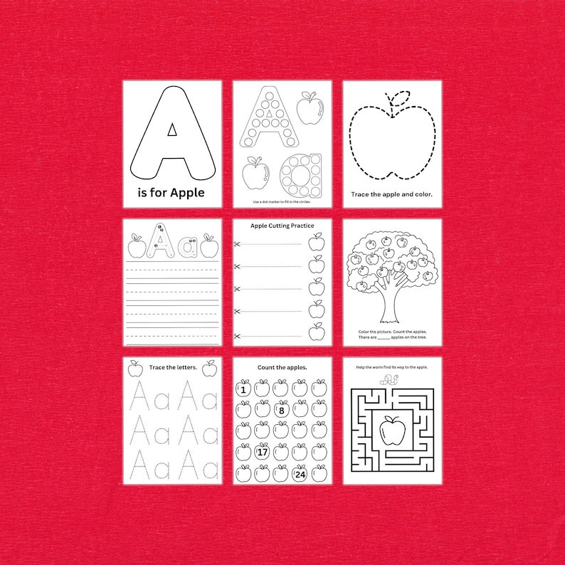 Apple Activity Pack for Kids, Printable Learning Bundle, Apple ...