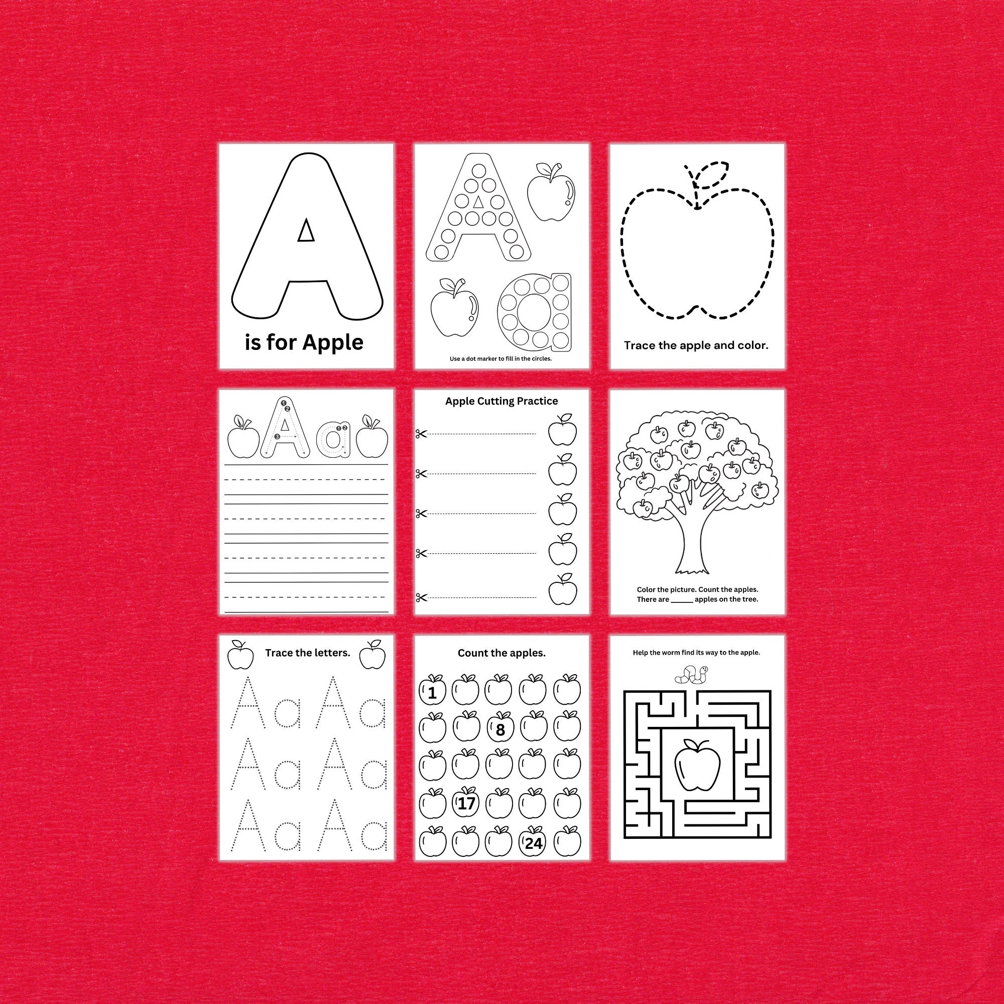 Apple Activity Pack for Kids, Printable Learning Bundle, Apple ...