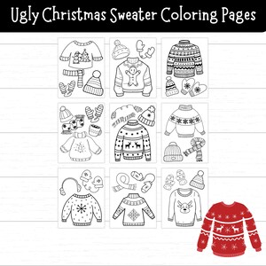 Ugly Christmas Sweater Coloring Pages for Kids, Printable Holiday ...