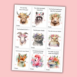 Cute Animal Valentine Cards Printable – 27 Kids Classroom Exchange ...