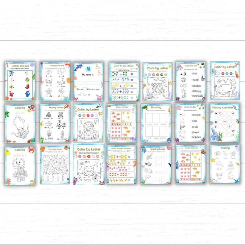 Under the Sea Preschool Activity Pack, Ocean Themed Printables, Sea ...