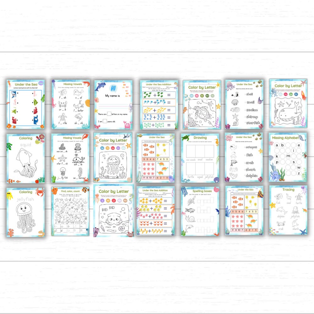 Under the Sea Preschool Activity Pack, Ocean Themed Printables, Sea ...