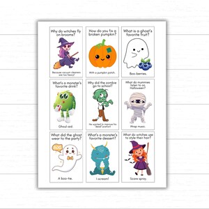 Halloween Joke Cards for Kids, Printable Halloween Riddles, Lunch Box ...