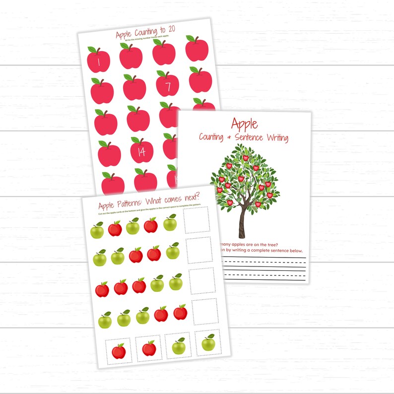 Apple Activity Pack for Kids, Printable Learning Bundle, Apple ...