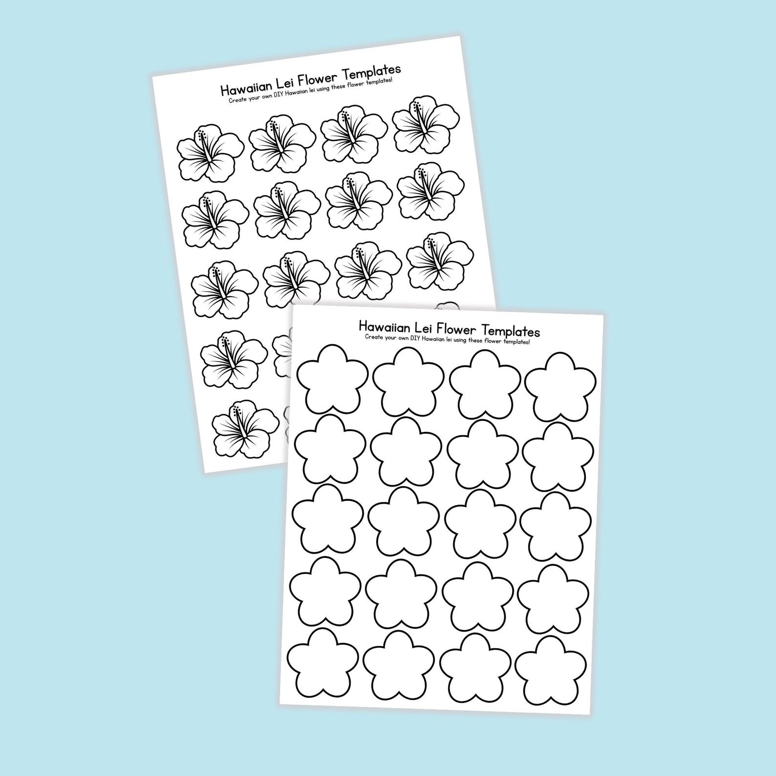 Printable DIY Hawaiian Lei Flower Templates, Flower Cutouts, Tropical ...